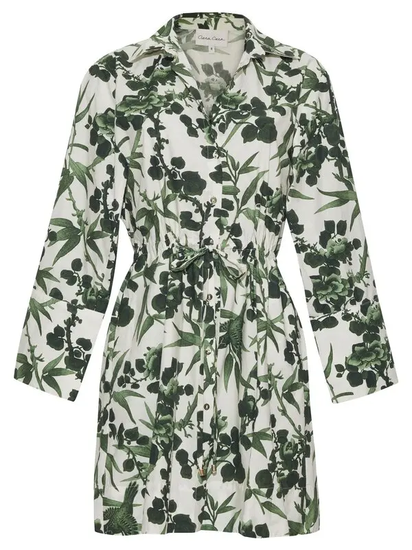 Cara Cara Henry Mini Shirt Dress - Colette Toile Green