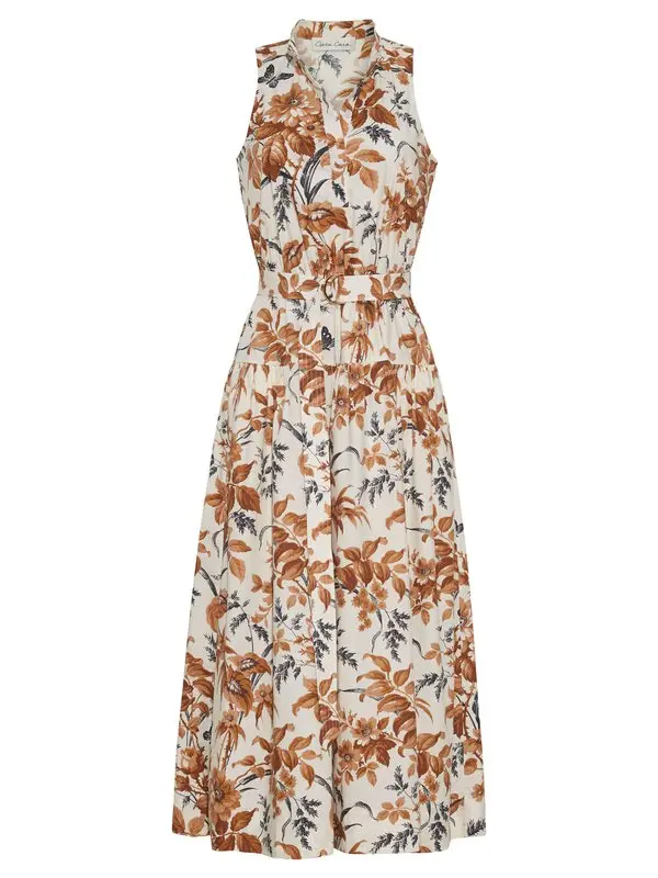 Cara Cara Atlas Printed Midi Shirtdress - Windsor Egret