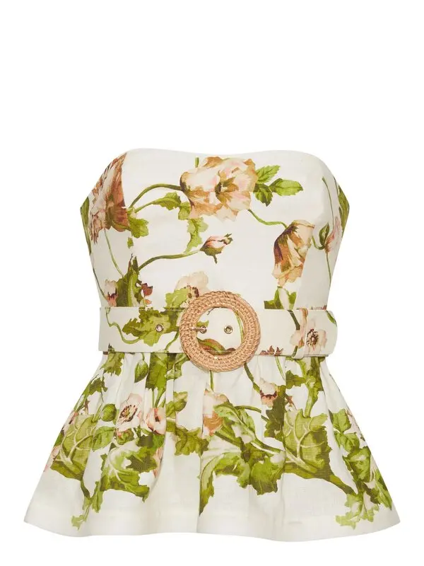 Cara Cara Tilda Strapless Peplum Top - Lockwood Flora Egret