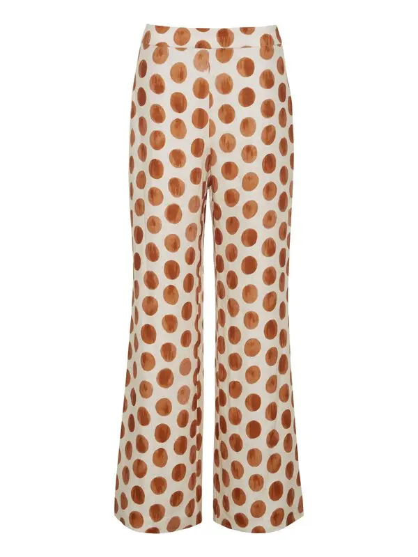 Cara Cara Printed Wide Leg Pant - Celeste Spot Ginger