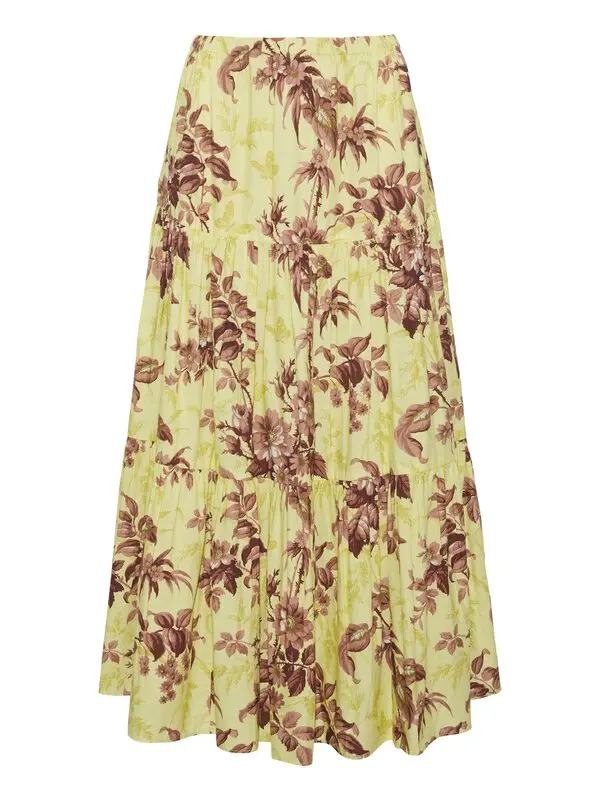Cara Cara Melanie Printed Cotton Poplin Skirt - Windsor Lemon
