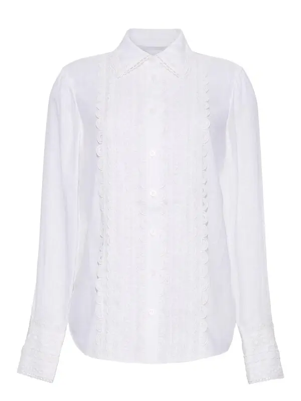 Cara Cara Ideal Shirt - Lace Inserts White