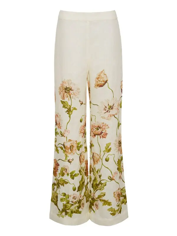 Cara Cara Printed Wide Leg Pant - Lockwood Flora Egret