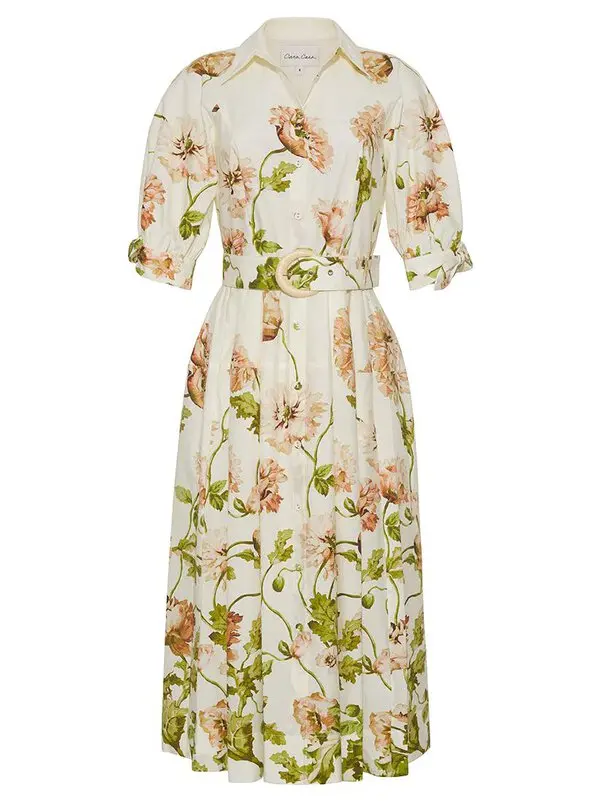 Cara Cara Caro Midi Dress - Lockwood Flora Egret