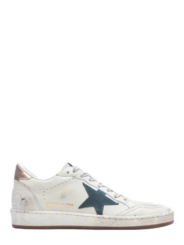GOLDEN GOOSE Ball Star Low Top Sneakers - White Nappa/smoke Blue/peach