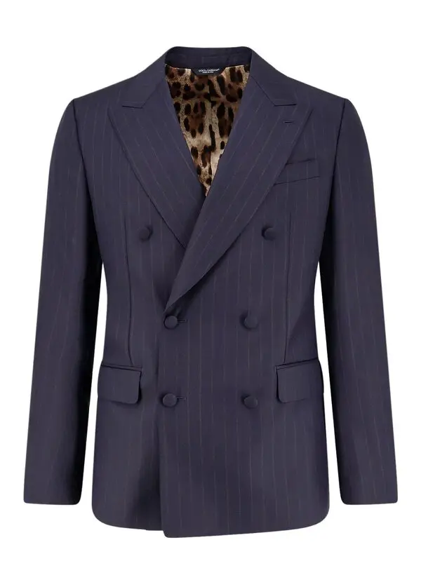 Dolce & Gabbana Sicilia Virgin Wool Blazer With Pinstripe Motif - Blue