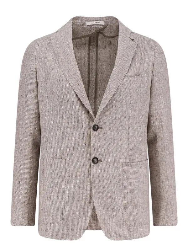 Tagliatore Singlebreasted Linen And Virgin Wool Blazer - Beige