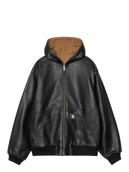 Carhartt Wip Og Active 50th Anniversary Edition Leather Jacket - Black/hamilton Brown