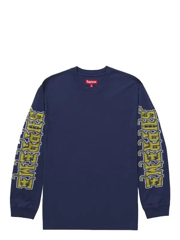 Supreme Intarsia Sleeve Long Sleeve Top - Navy Blue