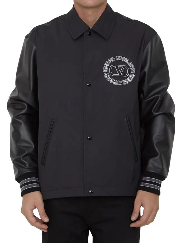 Valentino Garavani Nylon Track Bomber Jacket - Black