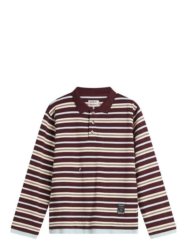 DAMSON MADDER Noah Cinch Layered Rugby Shirt - Choc/blue