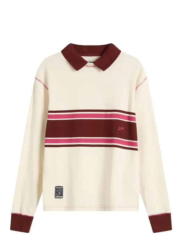 DAMSON MADDER Olina Placement Stripe Rugby Shirt - Ecru