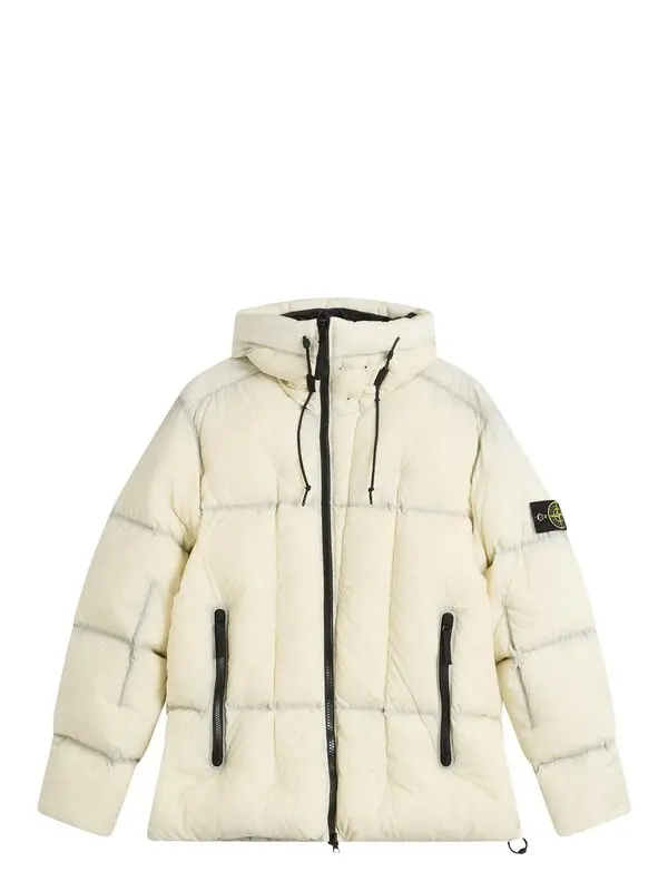 Stone Island Seam Faded Light Nylon Tela Down Jacket - Ivory