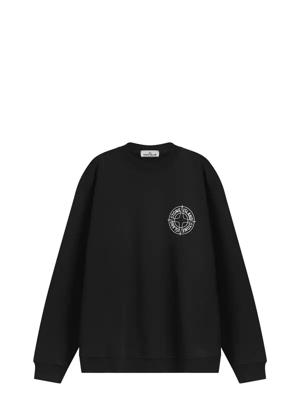 Stone Island Outline Compass Crew Neck Sweatshirt - Black