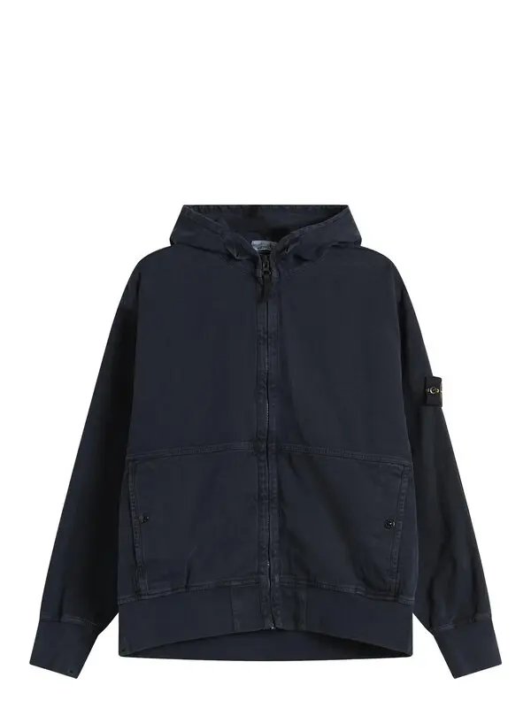 Stone Island Panama Cotton Hooded Jacket - Navy Blue