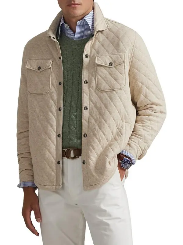 Polo Ralph Lauren Quilted Jersey Overshirt - Expedition Dune Heather