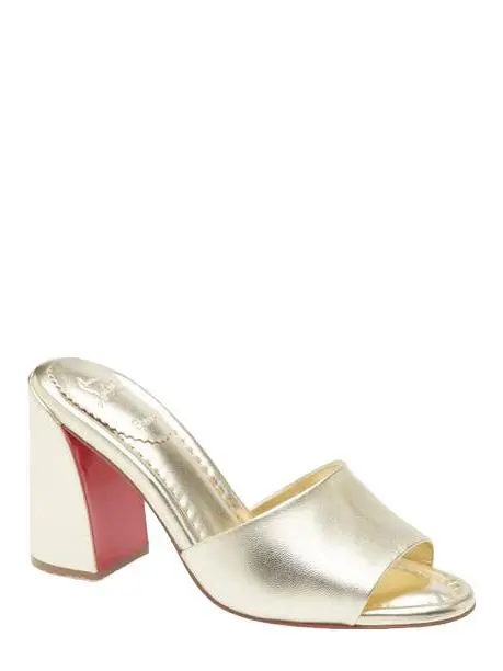 CHRISTIAN LOUBOUTIN Jane Slide Sandal - G306 Platine/lin Platine