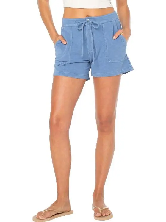 Roxy Drawstring Stretch-cotton Shorts - Blue Horizon