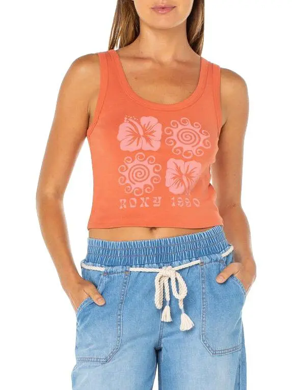 Roxy Hibiscus Swirl Graphic Tank - Ginger Spice