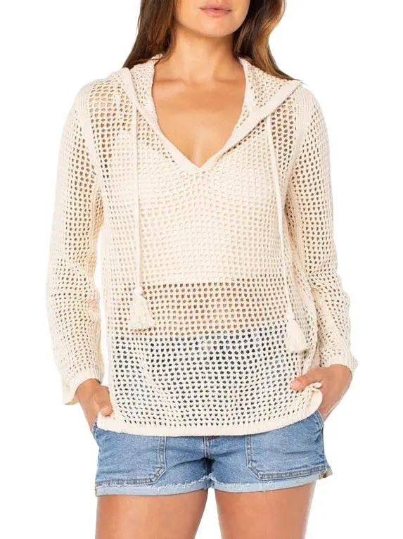 Roxy Open Stitch Hooded Tunic - Parchment
