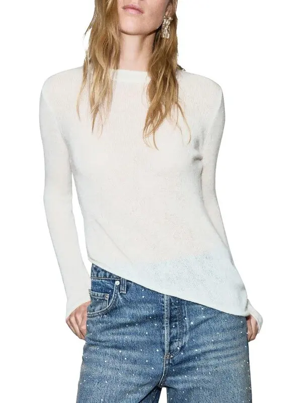 Mango Asymmetric Alpaca & Wool Blend Sweater - Off White