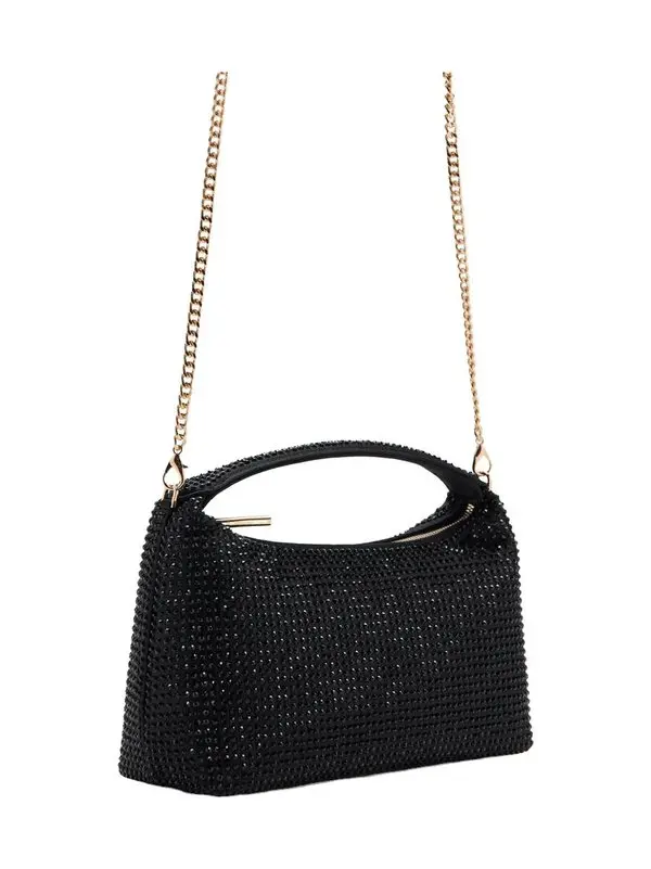 Mango Small Rhinestone Handbag - Black