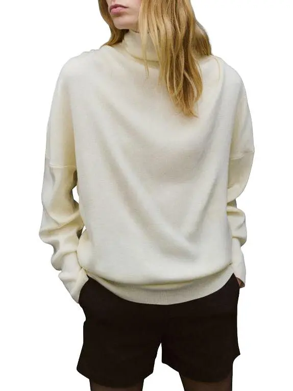 Mango Ruched Turtleneck Sweater - Ecru