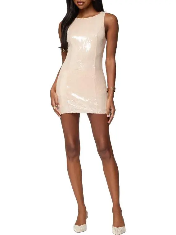 EDIKTED Sequin Sleeveless Mini Dress - Light-pink