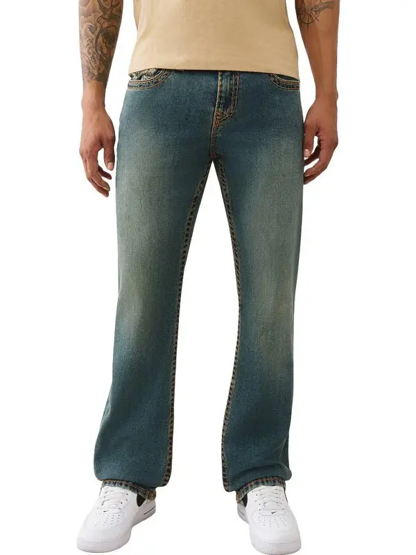 True Religion Ricky Super T Flap Straight Jeans - Sepia Dawn Medium Wash
