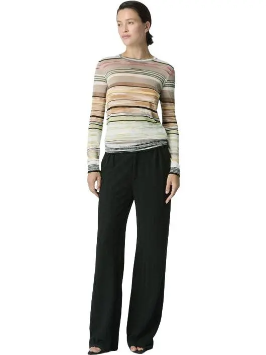 Missoni Striped Flame Viscose Crewneck Sweater - Green& Brown