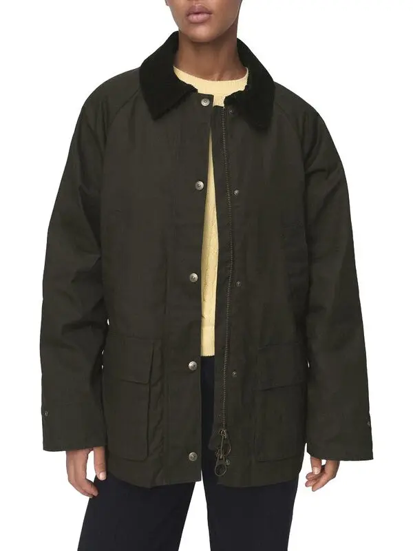 Mango Cotton Barn Jacket - Khaki Green