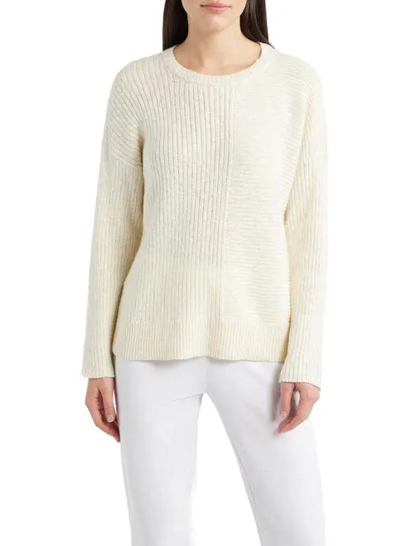 Eileen Fisher Crewneck Organic Cotton-blend Sweater - Ecru