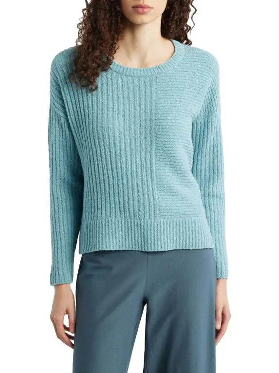 Eileen Fisher Crewneck Organic Cotton-blend Sweater - Seafoam