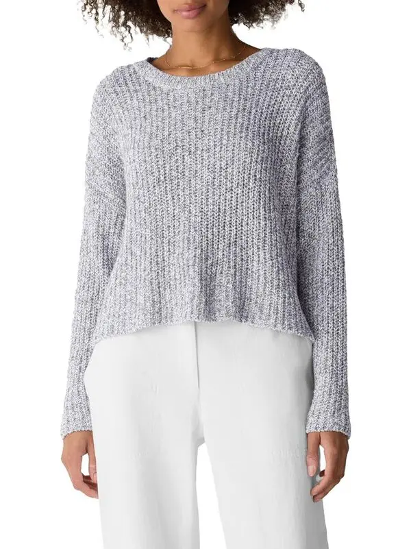 Eileen Fisher Crewneck Organic Cotton Blend Sweater - Dark Pearl