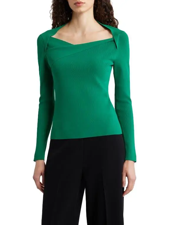 Elie Tahari Queen Anne Neck Top - Parrot Green