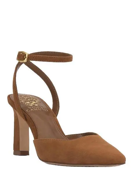 Vince Camuto Galees Ankle Strap Pump - Burnt Sugar Torano Suede