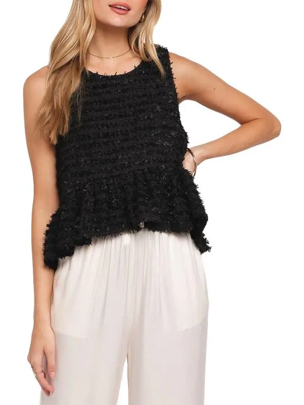 PETAL & PUP Meira Peplum Tank Top - Black
