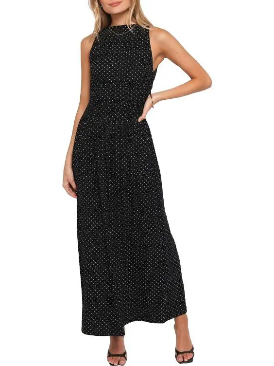 PETAL & PUP Shirley Polka Dot Sleeveless Maxi Dress - Black Polka Dot