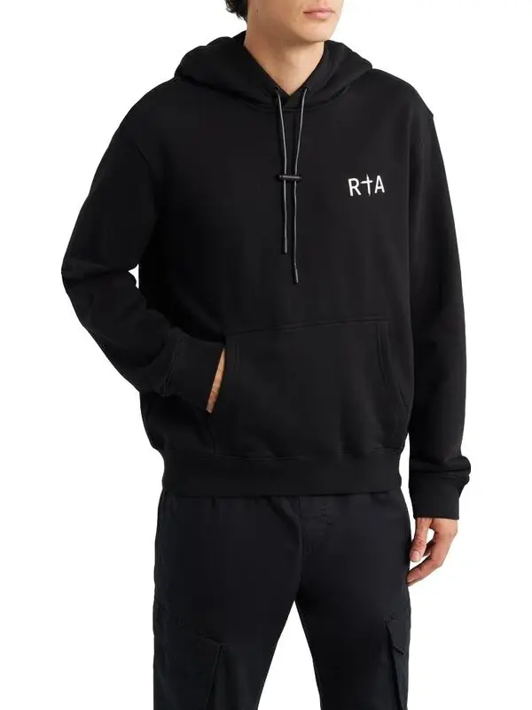 RtA Dion Graphic Hoodie - Black White Cross