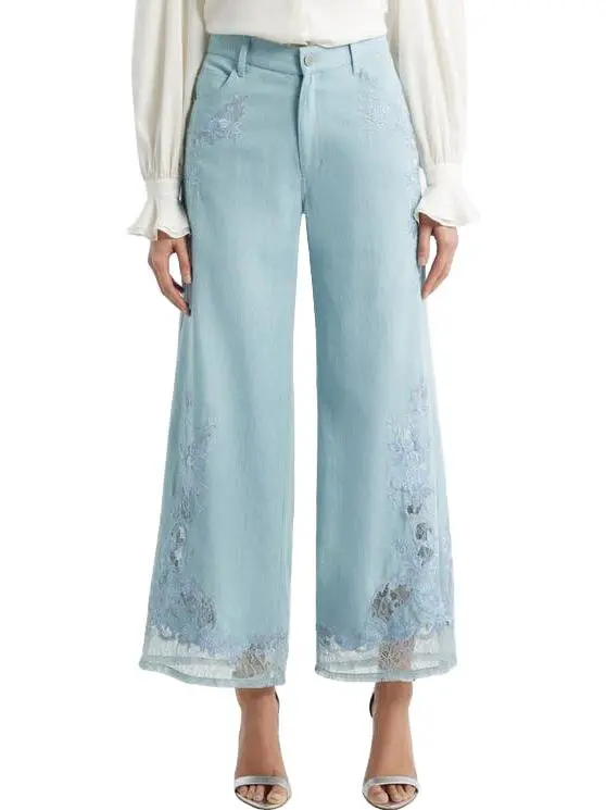 Kobi Halperin Adaline Embroidered Lace Jeans - Light Blue
