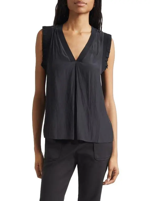Ramy Brook Zandra Ruffle Trim Top - Black