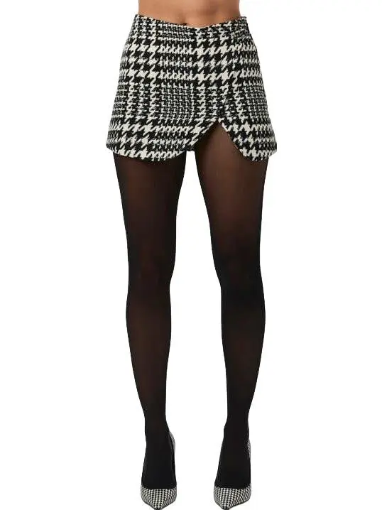 Naked Wardrobe Houndstooth Wrap Miniskirt - Black/white