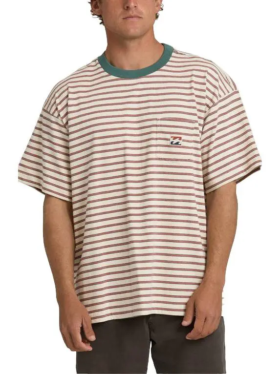 BILLABONG Baxter Oversize Stripe Pocket T-shirt - Oatmeal