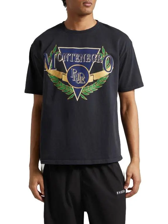 Rhude Montenegro Regatta T-shirt - Vintage Black/navy/green