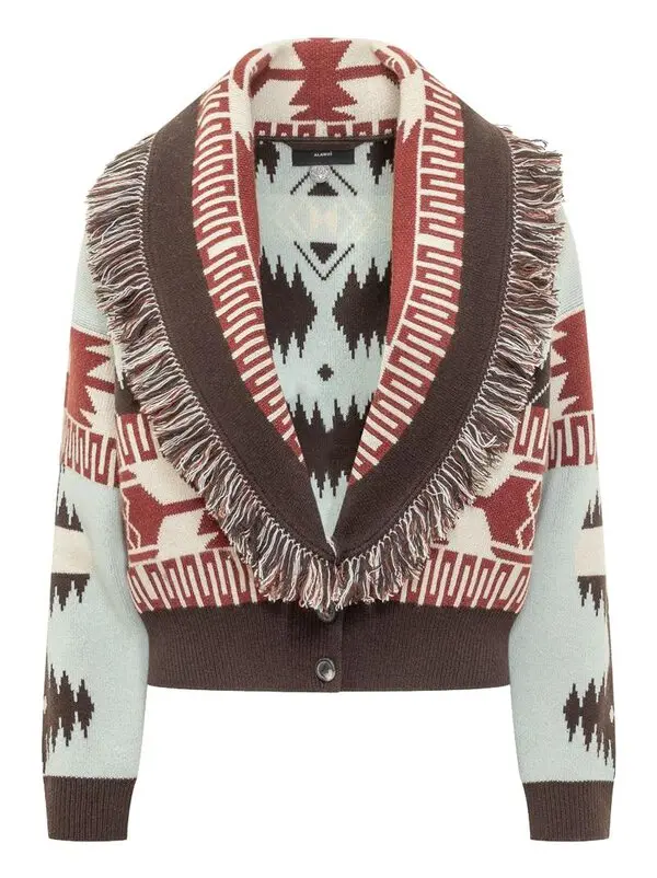 Alanui Jacquard Cardigan With Fringes - Multicolor