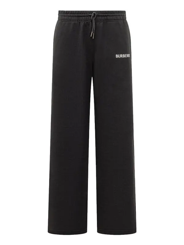 Burberry Wide-leg Pants With Logo Embroidery - Black