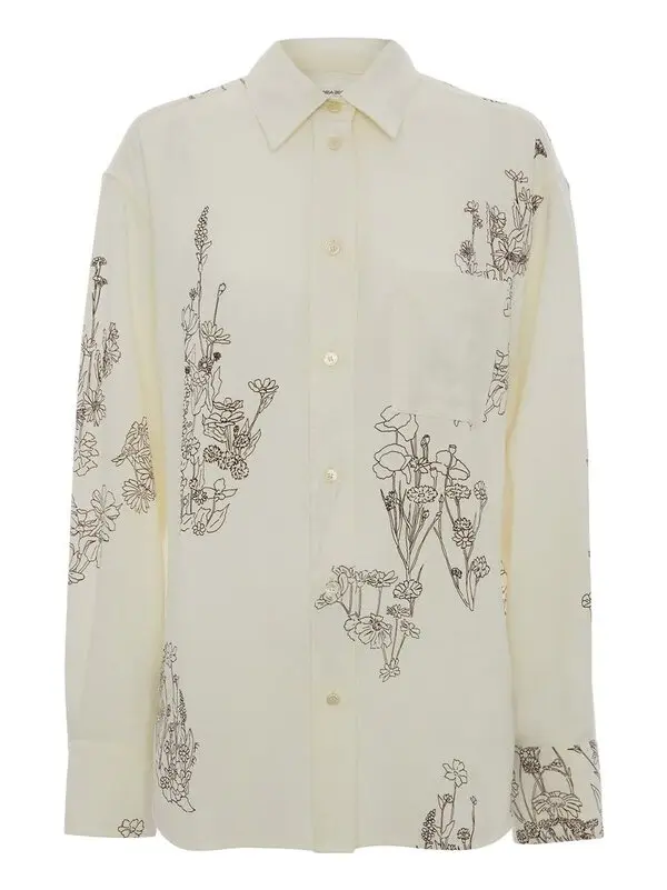 Victoria Beckham Floral Print Pyjama Shirt - White