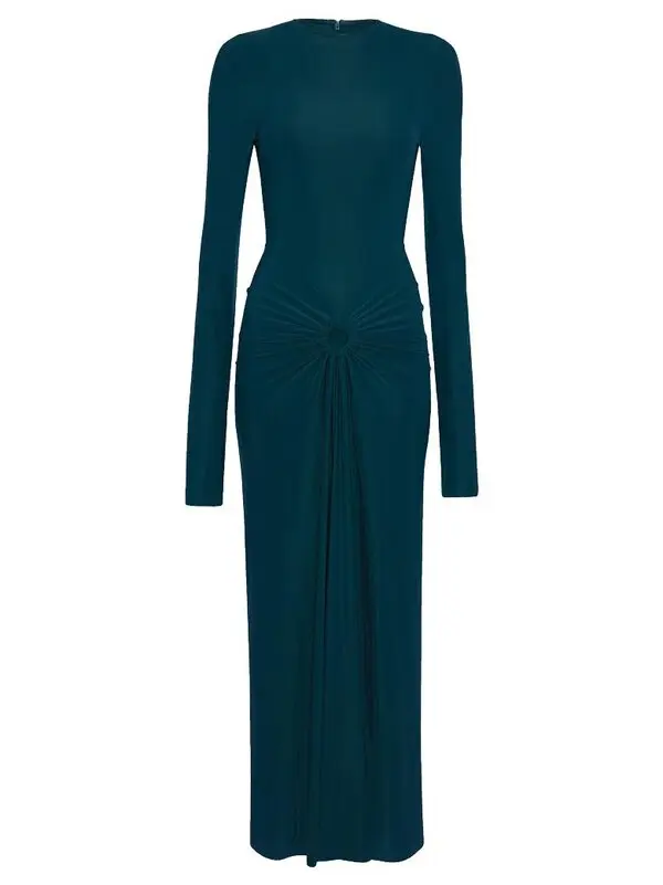 Victoria Beckham Long Sleeve Gathered Gown - Blue