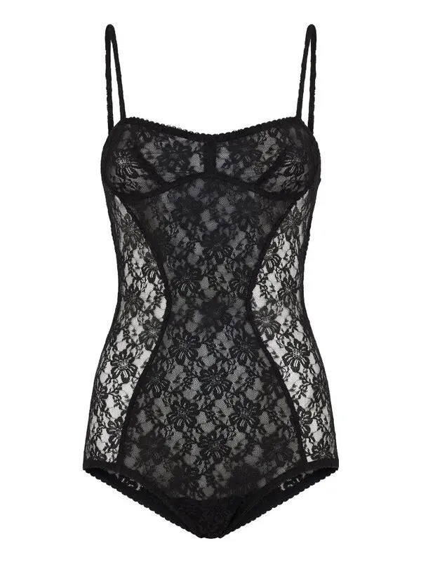 Attico Stretch Lace Bodysuit - Black