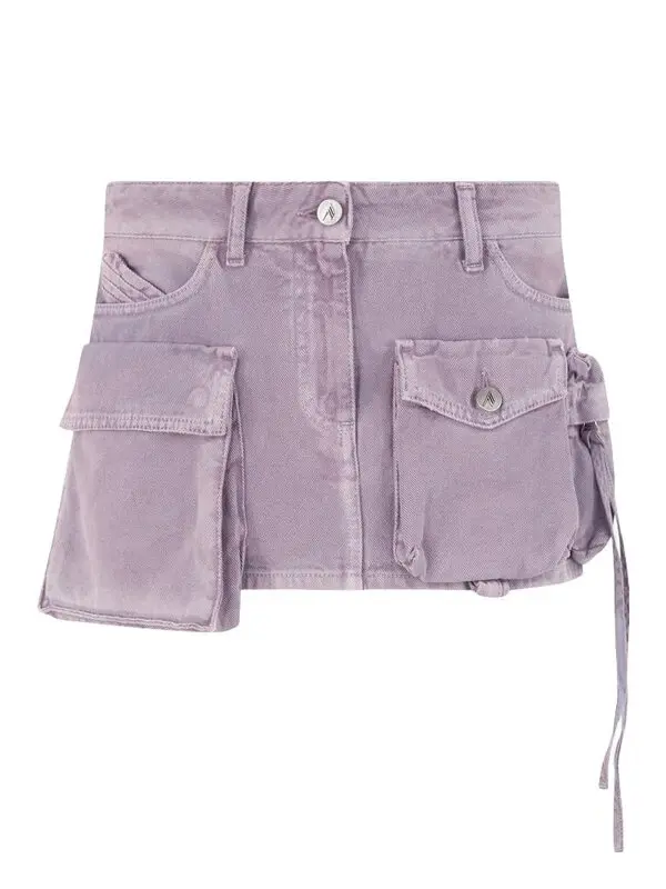 Attico Cotton Gabardine Mini Skirt - Purple
